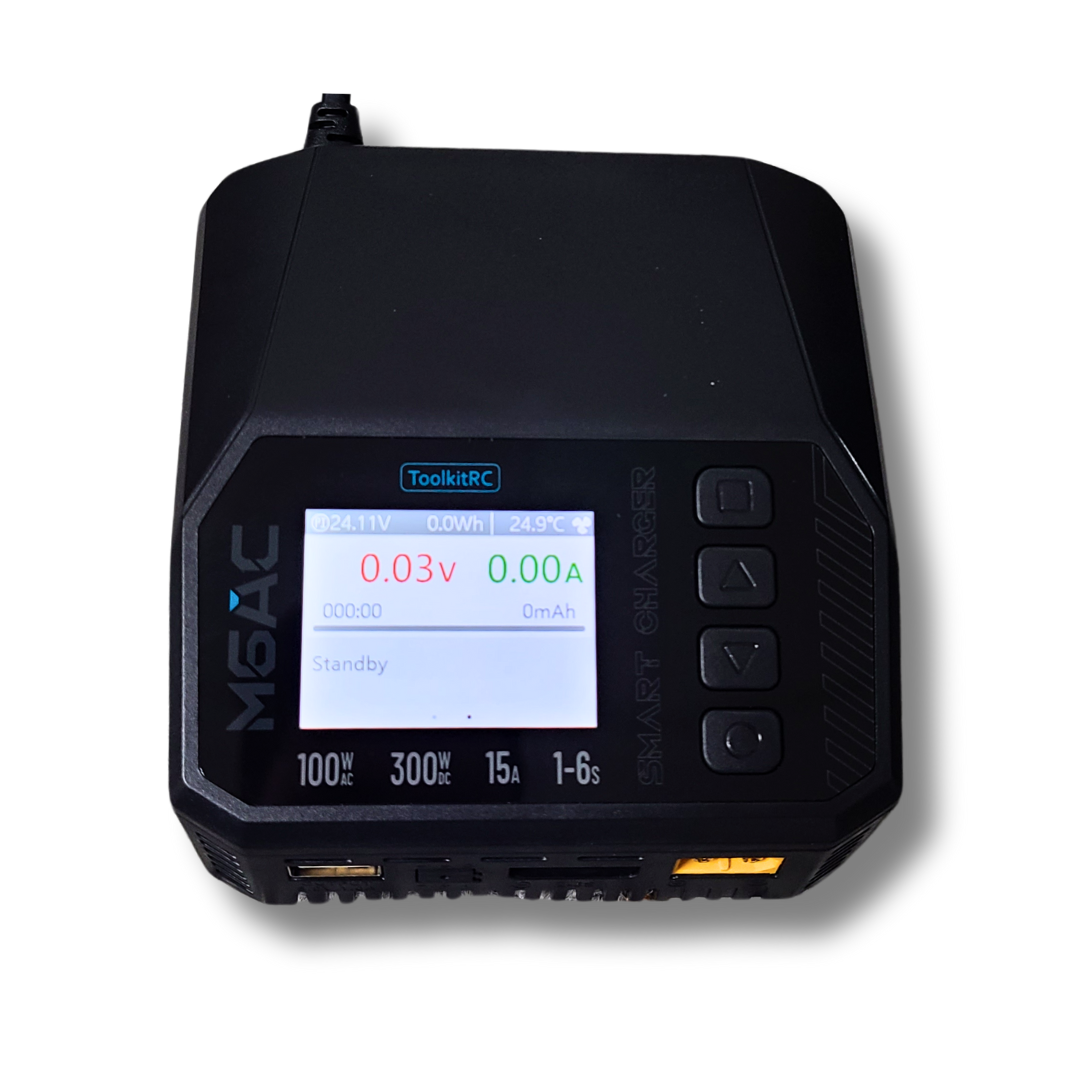 ToolkitRC M6AC Smart Charger – Dual Input 300W RC Battery Charger with – IMEX Model Company