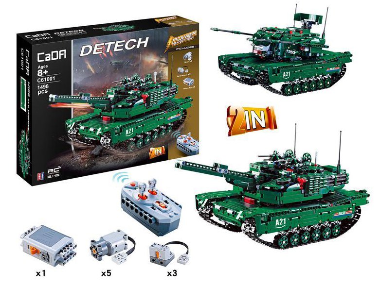 CaDA 2in1 M1A2 Abrams RC Brick Set – 1,498-Piece U.S. Tank & Anti-Airc ...