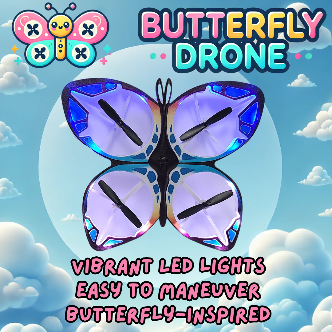 LED Light-Up Butterfly Drone – 2.4GHz Quadcopter with Rechargeable Bat ...